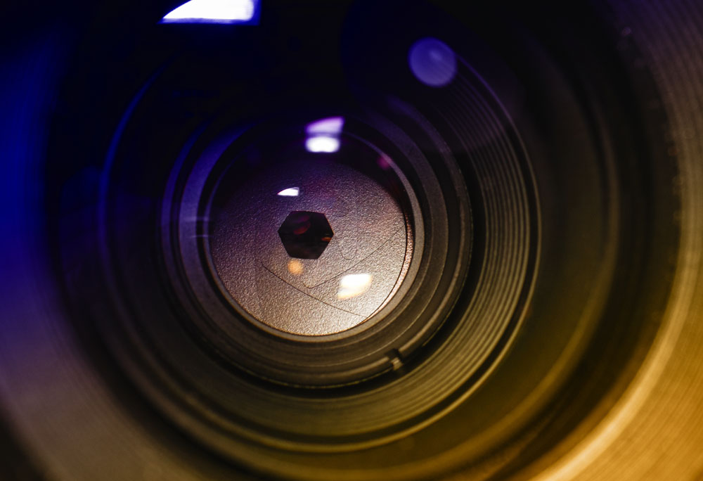lens aperture closeup and reflexes